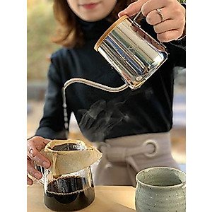 MERMOO YILAN Pour Over Drip Kettle 350ml Stainless Steel Gooseneck Coffee Kettle Long Narrow Spout Hand Drip Coffee Tea Pot with Lid