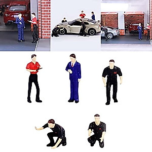 yotijay 9pcs Hand Painted 1/64 Miniature Repairman Figure Model Street Train Scenery Movie Props Layout Desktop Ornament