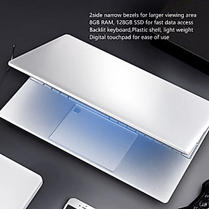 GOWENIC 15.6in Laptop, Notebook Computer with 14inch IPS 1920 x 1080 HD Screen, Touchpad, 8GB RAM, 128GB SSD, Intel J4125 Processor, WiFi, BT, 0.3MP Camera, for Win 11