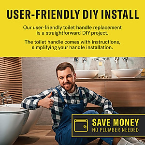 Qualihome Toilet Flusher Handle Replacement Kit - Universal Toilet Handle - Durable, Elegant, and Easy-to-Install Flush Lever (Chrome, Front Mount)