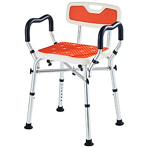 KSITEX Shower Chair for Inside Shower, Padded Shower Seat Chair with Arms and Back, 6-Level Adjustable Shower Stool Chair for Elderly and Disabled, 550 LB Heavy Duty Handicap Shower Bath Chair