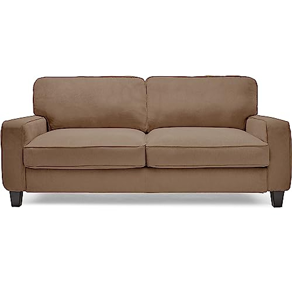 Serta Palisades Upholstered Sofas for Living Room Modern Design Couch, Straight Arms, Soft Fabric Upholstery, Tool-Free Assembly, 78" Sofa, Kingston Tan