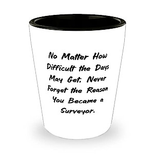 Gag Surveyor Shot Glass, No Matter How Difficult the Days May Get, Never Forget the Reason You, Present For Men Women, Cool From Boss