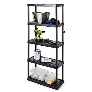 Gracious Living 5 Shelf Fixed Height Ventilated Medium Duty Storage Unit Organizer System for Home, Garage, Basement, and Laundry, Black (2 Pack)