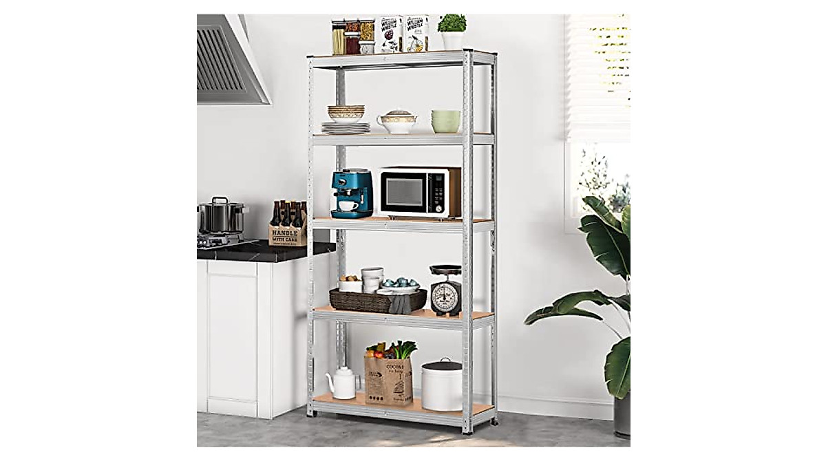 Topeakmart 2 PCS 5-Tier Utility Shelves, Metal Storage Shelves Garage ...