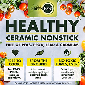 GreenPan Ceramic 12-inch Nonstick Frying Pan, Oven Safe Gray & GreenPan Ceramic 5-inch Nonstick Egg Pan, Black