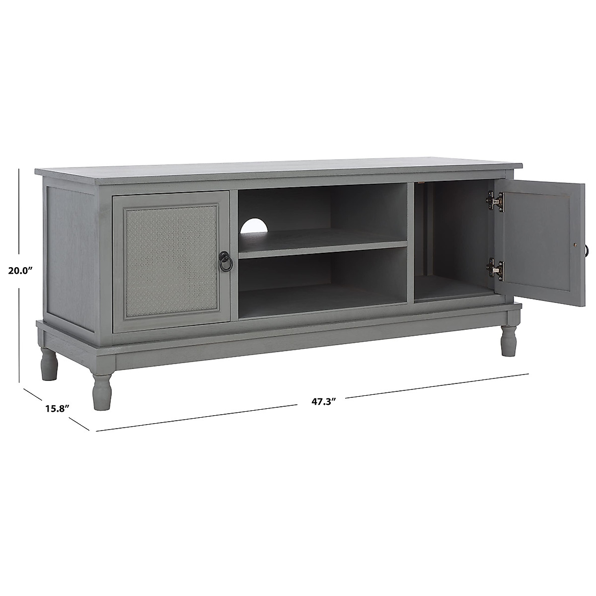 SAFAVIEH Home Collection Haines Distressed Grey 2-Door 1-Shelf Entertainment Stand up to 55" Flatscreen TV Media Unit