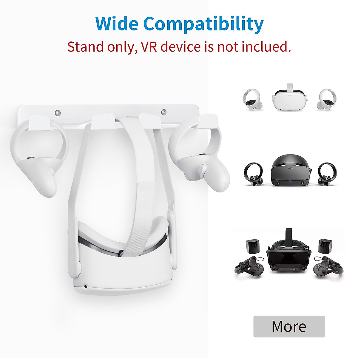 SOKUSIN VR Wall Mount - Storage Stand Holder Hook for Meta/Oculus Quest 3/2/Quest/Rift/ Rift S/PSVR 2/Valve Index/ HTC Vive/HP Reverb G2/Playstation VR Headsets, Gaming Controller Hanger Space Saving