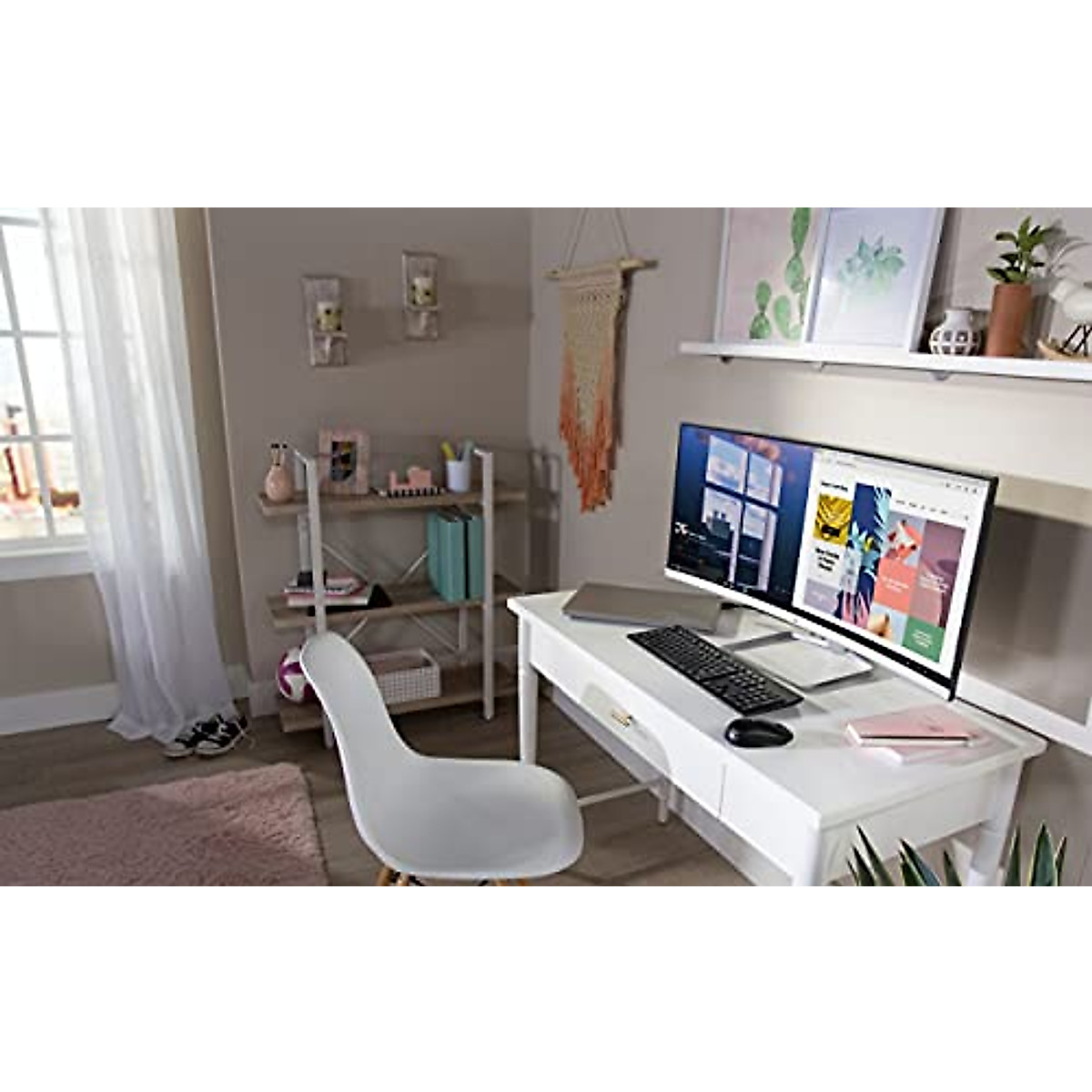 HP 34f 34” Curved Monitor with AMD FreeSync Technology | Ultra-Wide Quad HD Resolution (3440 × 1440p), IPS Display, and 3-Sided Low Bezel, 1-Yr Warranty (6JM50AA)