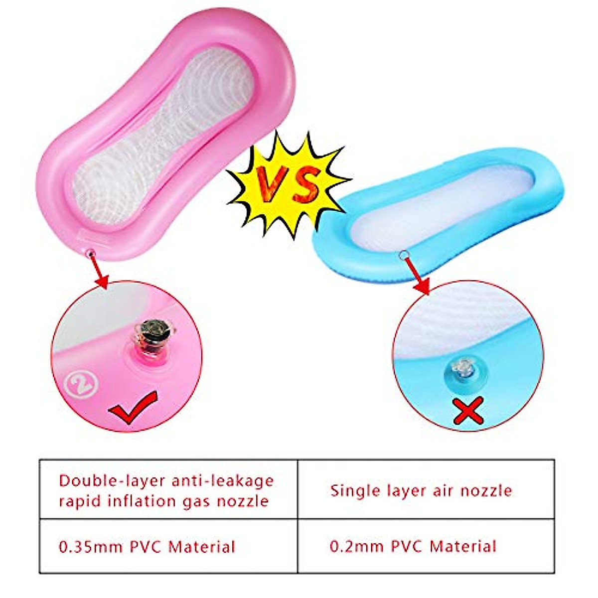 SUNSHINEMALL Inflatable Pool Float, Multi-Purpose Pool Hammock (Saddle, Lounge Chair, Hammock, Drifter) Pool Chair, Portable Water Hammock (Pink-68x32x8inch)