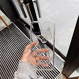 LUSAMYE iPhone 14 Pro Max Case - Cute Butterfly Design, Clear Glitter Electroplated Cover with Screen Protector for Girls & Women