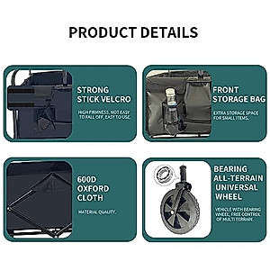 Wagon Cart with Wheels Foldable,Utility Garden Cart with Canopy,Outdoor Utility Collapsible Folding Wagon with Heavy-Duty Steel Frame,Collapsible Wagon,Trolley Cart Carry up to 150 Pounds