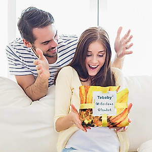 Baby Monthly Milestone Blanket Girl - Sunflower Newborn Month Blanket Personalized Shower Gift Floral Nursery Decor Flower Photography Background Prop with Frame Headband Large 51''x40''