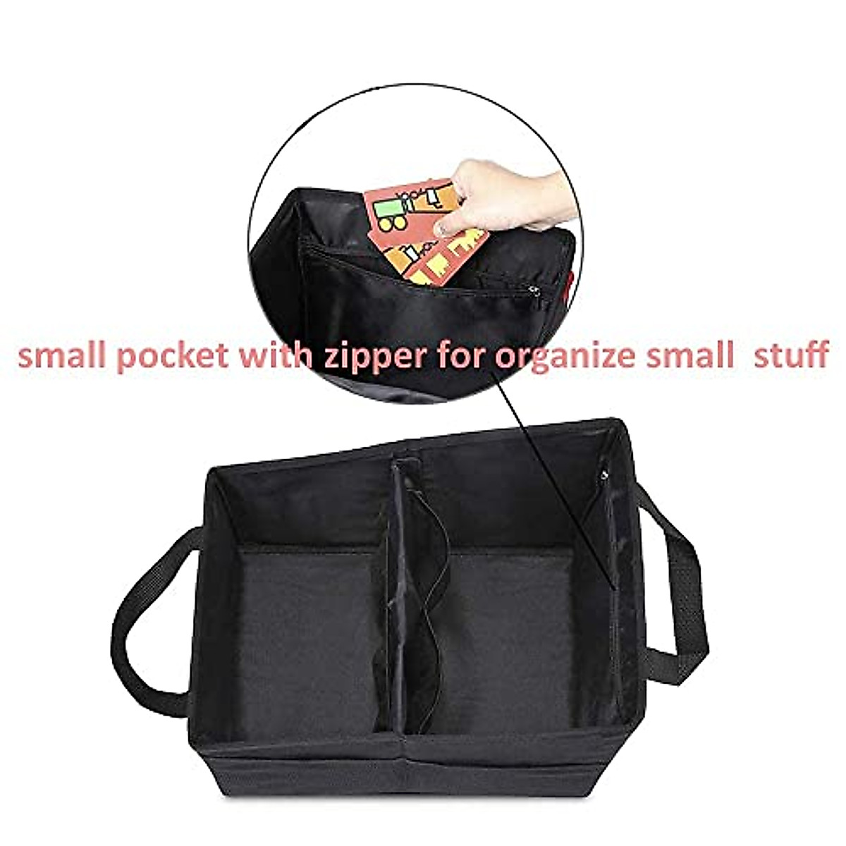 Trunk Organizer Backseat Large Anti-slip Multi-compartment Foldable Storage Utility Tool Space Saver Bag for Cars, SUVs & Trucks, Black (EX-IT-05)