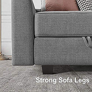HONBAY Square Ottoman Module for Modular Sofa Couch, Grey