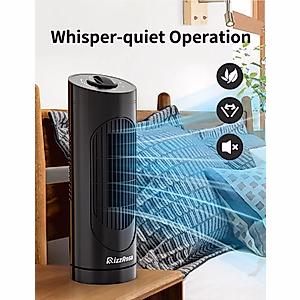 RizzRosa 14 Inch Tower Fan Oscillating Fan, Desk Fan with 3-Speed Options, 80° Oscillation,Quiet Cooling Bladeless Fan for Office Bedroom Home Desktop