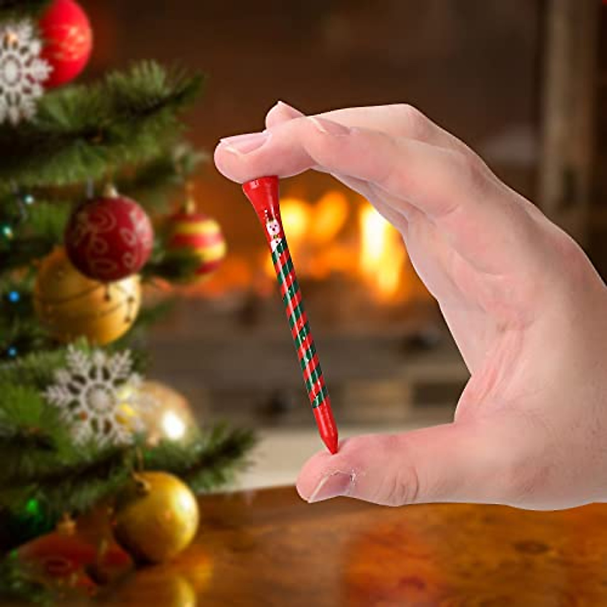 ZALORD Marry Christmas Golf Tees 3 1/4 Inch Unbreakable Pack of 60 Long Christmas Golf Tees Wood Reduce Side Spin and Friction (Christmas)