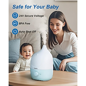 Feekaa Humidifiers for Bedroom Baby 3 in 1 - Top Fill Baby Humidifier & Essential Oil Diffuser & Night Light, BPA-Free Cool Mist Air Humidifier with Cute Stickers for Kids Bedroom Nursery Plants Home