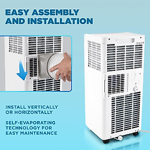 Ivation 9000 BTU Compact Portable Air Conditioner, Smallest AC Unit with Powerful Cooling, Multi-Speed Fan, Dehumidifier, Sleep Mode, Built-In Timer, Remote Control, Washable Filter, Wheels & Handle