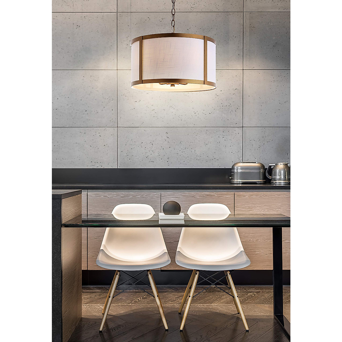 JONATHAN Y JYL3510B Thatcher 17" Metal LED Pendant Contemporary,Transitional Dimmable,2700K Cozy Warm Light, for Dining Room, Foyer, Bedroom, Modern, 4 Lights + Bulbs, Gold