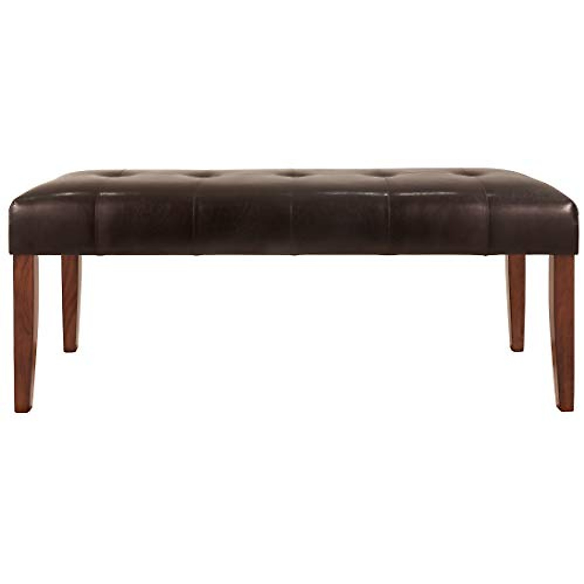 Signature Desig by Ashley Lacey Tufted Upholstered Dining Room Bench, Medium Brown