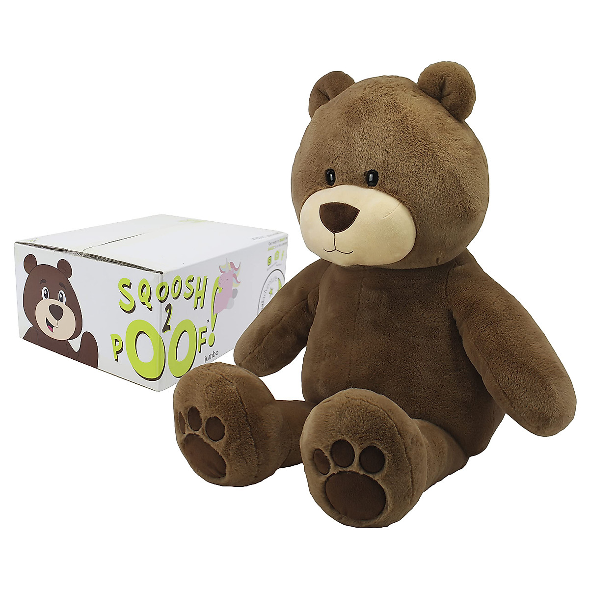 Animal Adventure | Sqoosh2Poof Giant, Cuddly, Ultra Soft Plush Stuffed Animal with Bonus Interactive Surprise - 54" Bear , Brown