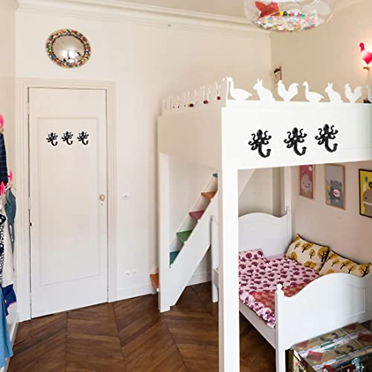 XUEBEI 5 Pack Wall Mounted Key Holder,Nautical Decor Wall Art Octopus Hooks,Heavy Duty Towel Hooks Decorative for Patio Backyard Yard Fence Pool Bathroom Living Room (B-Octopus Hook)