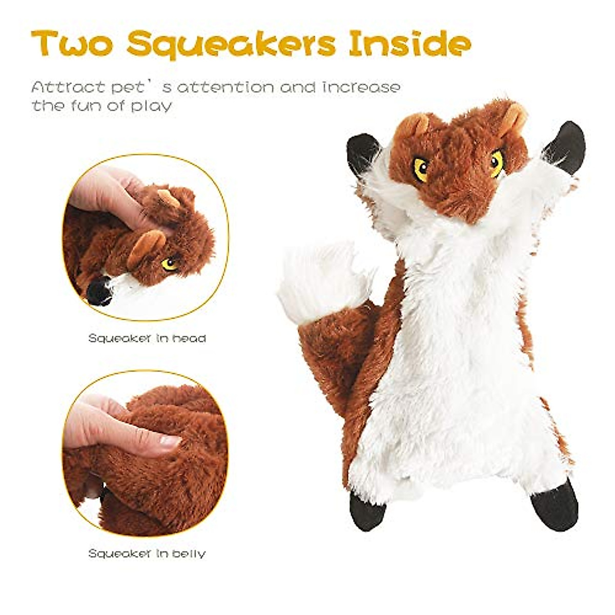 Dog Squeaky Toys, No Stuffing Plush Dogs Chew Toy for Small Medium Large Breed Chewer Stuffless Squeak Boredom and Stimulating Tough Durable Puppy Teething Chewing Aggressive Interactive Birthday Gift