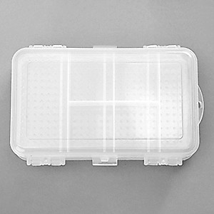 MUXSAM Double Sided Storage Organizer Container with Dividers, 1-Pack Jewelry Box Case 5.6x3.3in for Craft Beads Makeup Rings Earrings Necklace Fishing Tackles Screws (Plastic Front 4 + Back 6 Grids)