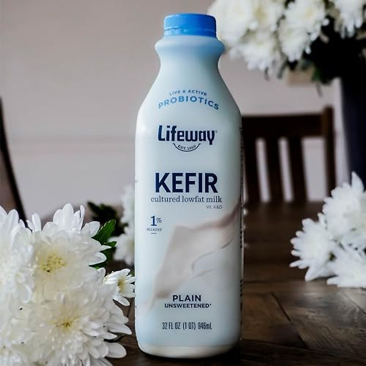 Lifeway Low Fat Kefir - Unsweetened, 10g Protein, 12 Live Active Probiotic Cultures, Up to 99% Lactose Free, Gluten Free – Plain, 32 oz