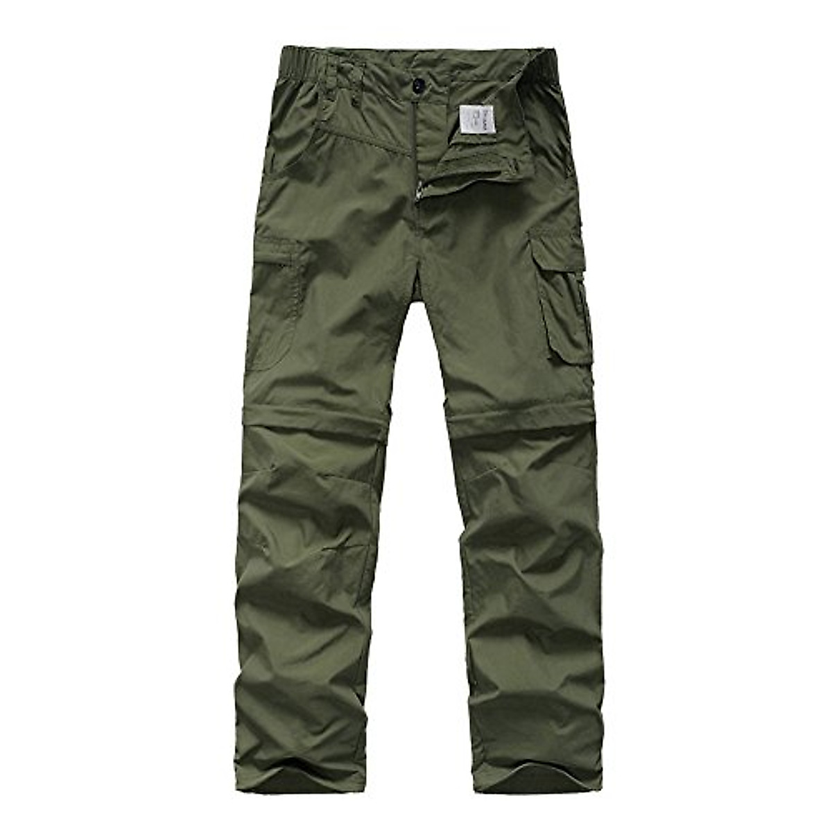 linlon Kids' Cargo Pants, Boy's Casual Outdoor Quick Dry Waterproof Hiking Climbing Convertible Trousers #9016-Army Green-M