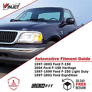 Winjet Headlamp Assembly Compatible with [1997 1998 1999 2000 2001 2002 Ford Expedition] [1997-2003 F-150] [1997-1999 F-250 Light Duty] [2004 Ford F-150 Heritage] Headlights Clear Lens