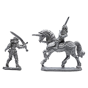 IRON WIND METALS 3 Piece Female Unicorn Knight Set - 100% Lead-Free Pewter - Classic Fantasy Miniatures for 28mm Table Top Games - Made in USA - RAL Partha Miniatures