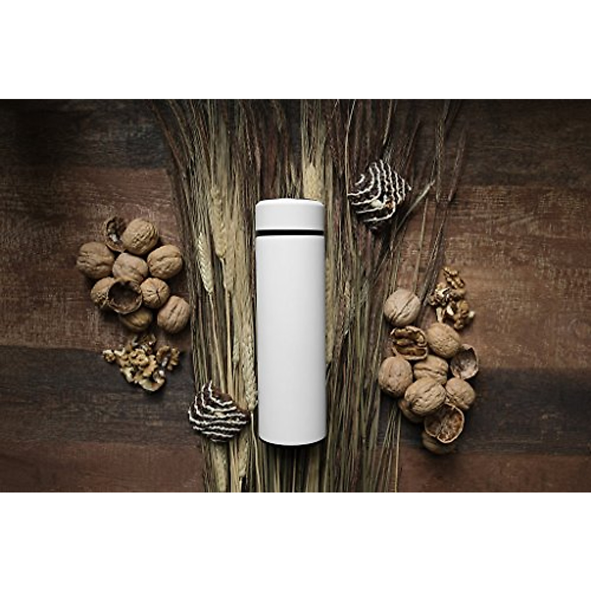 Stainless Steel Water Bottle Tumblers: BPA Free, Vacuum Insulated Travel Mug with Lid and Removable Fruit and Tea Filter  for Hot or Cold Beverages - 17 oz. Infuser Bottles Set of 2 (Black and White)