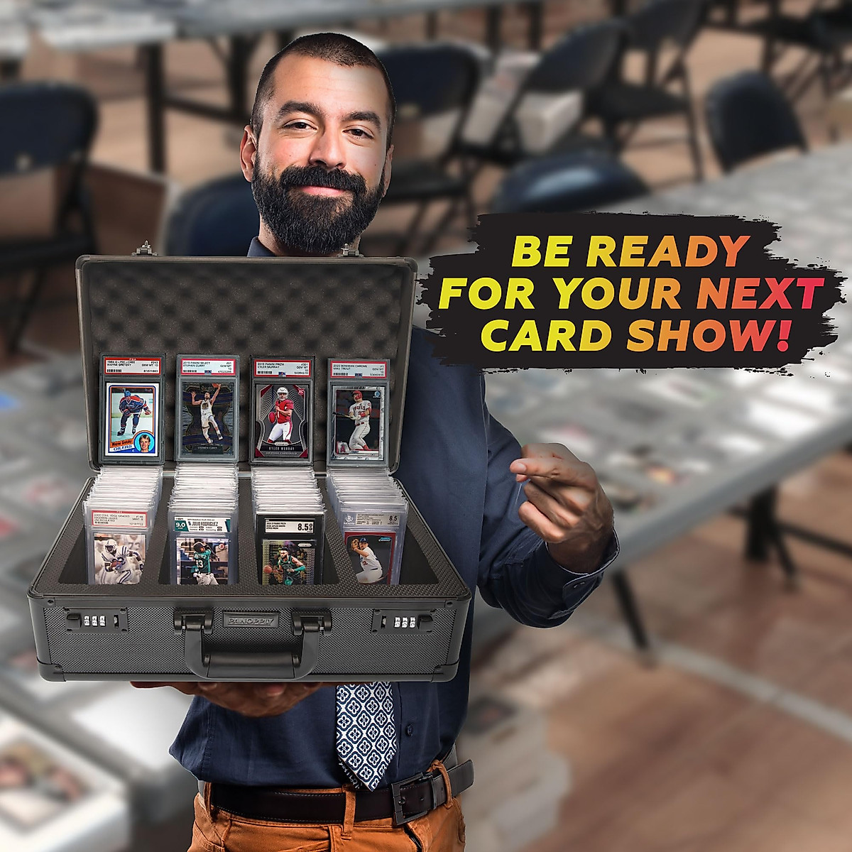 Panopply SLAB ARMOR 160+ 4 Row Psa Graded Card Storage Box Graded Card Case Psa Slab Case for Graded Cards Psa Card Case Baseball Card Cases for Sports Cards Storage Sports Card Case (BLACK)