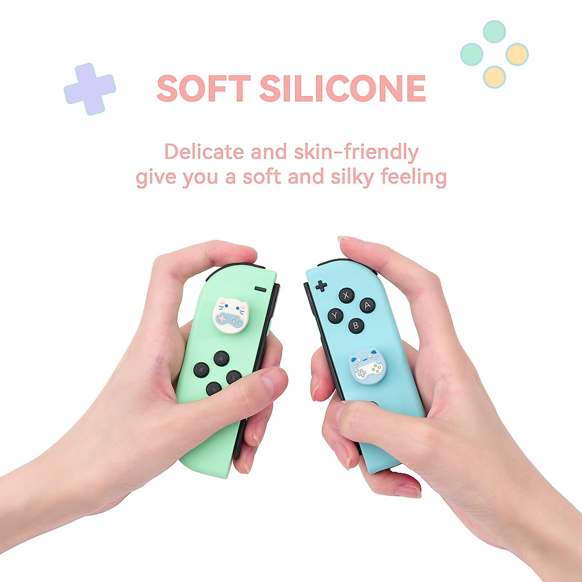 GeekShare Cute Animal Theme Thumb Grip Caps,Compatible with Switch/OLED/Switch Lite, Soft Silicone Joystick Cover,4PCS - Gaming Cat