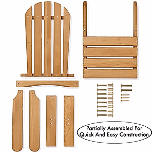Casafield Children's Adirondack Chairs, Set of 2 Cedar Wood Outdoor Kid's Chairs for Patio, Deck, Lawn and Garden, Partially Pre-Assembled - Natural