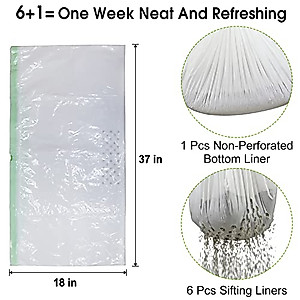 Sifting Cat Litter Box Liners Bags with Holes- Durable with Drawstring Scratch Resistant Waste (1, 36x18 Inch (Pack of 7))