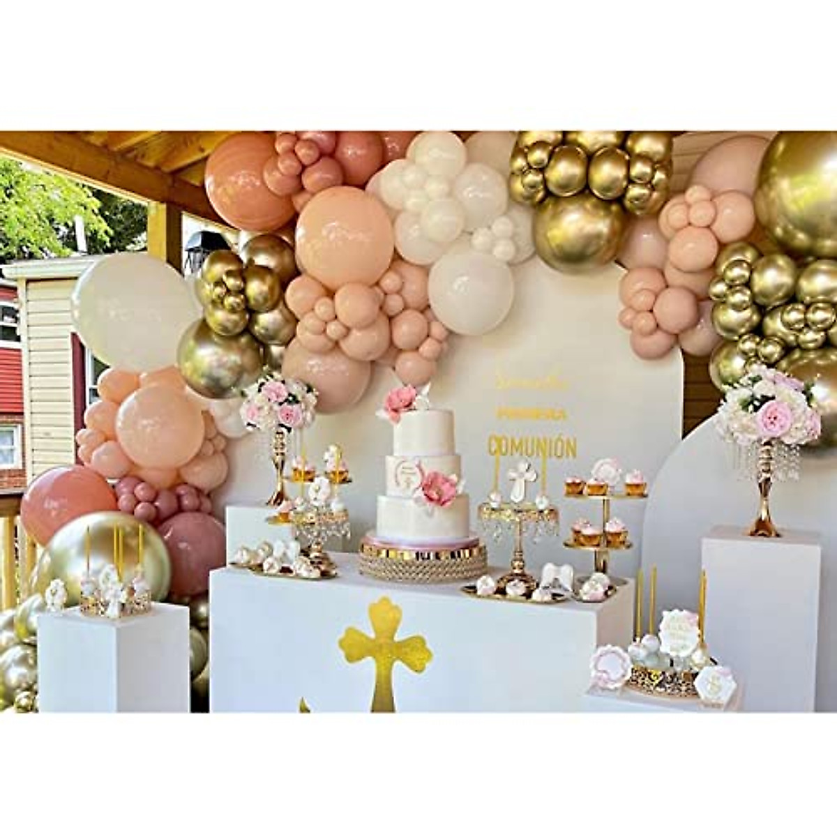 Orgnafey Retro Dusty Pink Balloons Garland Kit 171Pcs Pastel Light pink Nude Metallic Gold Balloon Arch For Wedding Princess Bridal Engagement Anniversary Girl Baby Shower Birthday Party Decorations