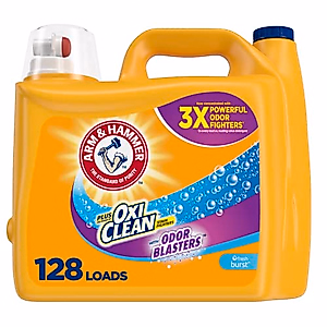 Arm & Hammer Plus OxiClean Odor Blasters Fresh Burst, 128 Loads Liquid Laundry Detergent, 166.5 Fl oz