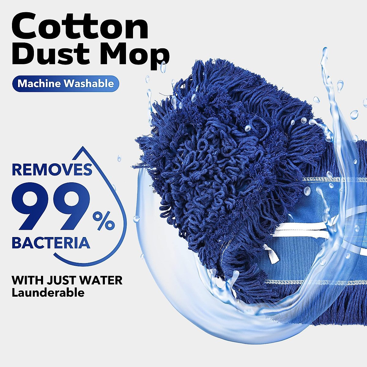 Matthew Cleaning 24'' Industrial Strength Cotton Dust Mop Refill Washable Replacement Heads for Residential & Commercial Use Fit Standard Dust Mop Frames, Hardwood, Laminate, Concrete Floors 3 Pack