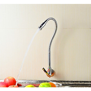 Kitchen Sink Faucets 360 Rotatable Single Lever Stainless Steel Wall-Mounted Kitchen Tap Ktichen Faucet Chrome Finished