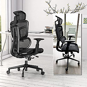 Ergonomic Office Chair, High Back Mesh Desk Chair with Liftable Backrest Armrest, 3D Adjustable Lumbar Support Headrest Computer Executive Chair