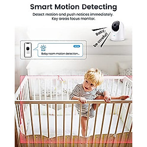 Baby Monitor - 2K Ultra HD Video Baby Monitor with Camera and Audio - Baby Camera Monitor WiFi Smartphone with Night Vision, Video Recording, App Control, Motion Detection/Tracking, 2-Way Audio