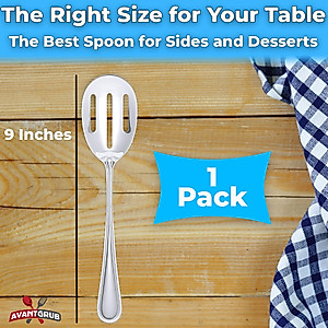 Super Elegant, Heavy Duty Serving Spoon 1 Pc Set. Stainless Steel Slotted Spoons to Serve Pasta and Vegetable. Best Flatware for Buffet and Family Style Dining, Catering, Banquets and Dinner Parties
