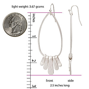 SPUNKYsoul Handmade Silver Teardrop Dangle Earrings with 5 Paddle Bars for Women