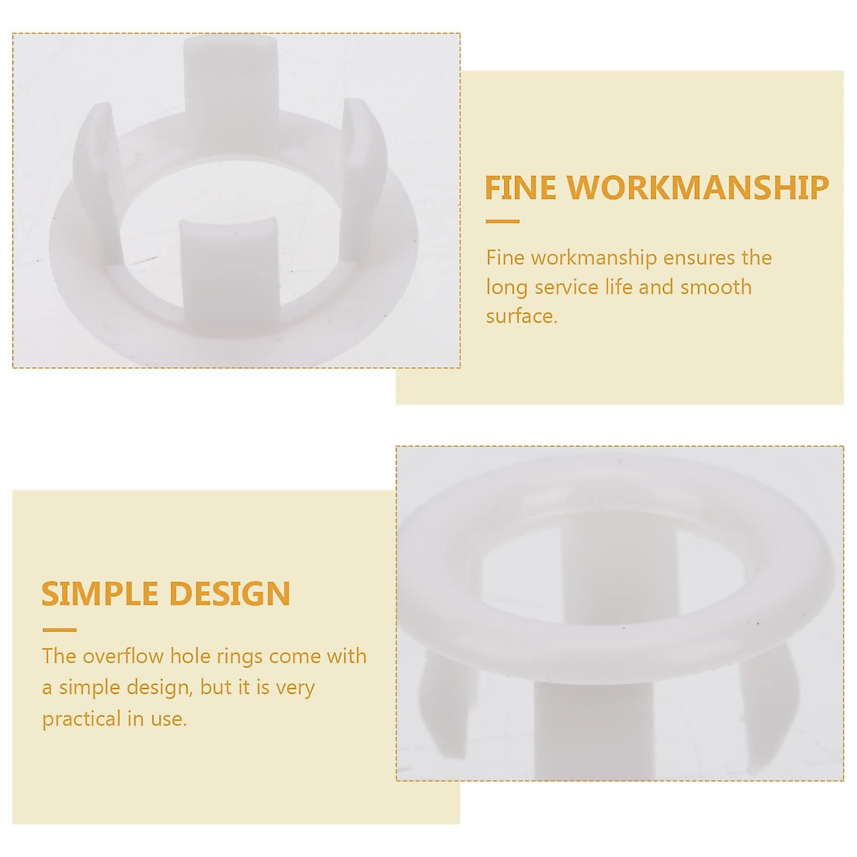 Cabilock 60Pcs washbasin overflow hole kitchen sink overflow ring strainer for sink bath tub accessories sink strainers sink overflow hole cover bath sink round plastic white bathroom basin