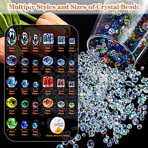 Qinzave 1401 Pieces Crystal Glass Beads for Jewelry Making Rondelle Shape Crystal Beads with Colorful Loose Beads, Assorted Crystal Faceted Beads for Bracelets, Necklace DIY Craft 4 mm 6 mm 8 mm
