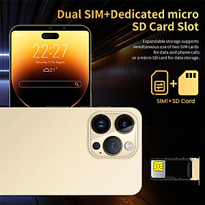 Jectse I14 promax Smartphone, 6.1Inch 4GB RAM 64GB ROM Unlocked Cell Phone with 8MP Front 16MP Rear Camera, MT6889 Ten Core 7000mAh Mobile Phone for 11