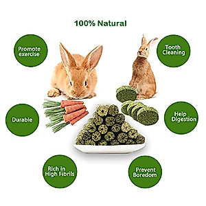 DOCIWOO Rabbit chew Toys, 29PCS Natural Timothy Hay Sticks Chew & Gnaw Bunny Treats for Rabbits, Hamsters, Guinea Pig, Chinchillas and Other Small Animals Teeth Care